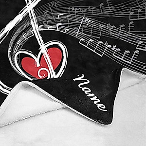 CUXWEOT Custom Blanket with Name Text,Personalized Treble Love Music Note Super Soft Fleece Throw Blanket for Couch Sofa Bed (50 X 60 inches)