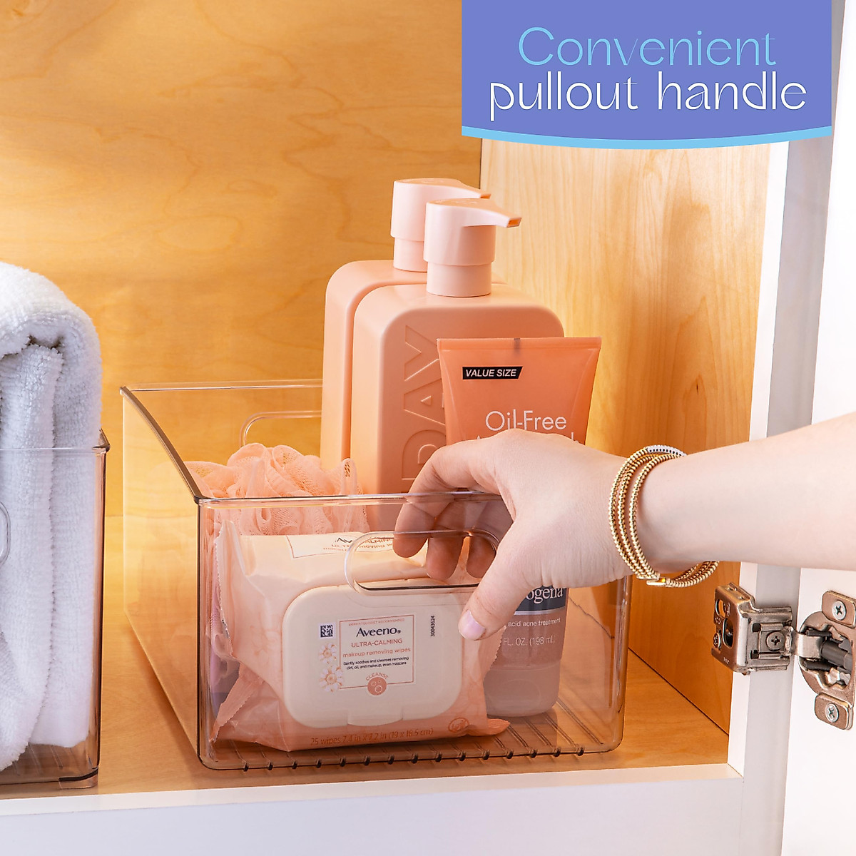 primebox 6 Pack Clear Plastic Organizer Bins with Handles for Home Organization. Storage Containers for Organizing Fridge, Freezer, Cabinet. Pantry, Great for Kitchen, Garage, Laundry Room. 10"x8"x5"