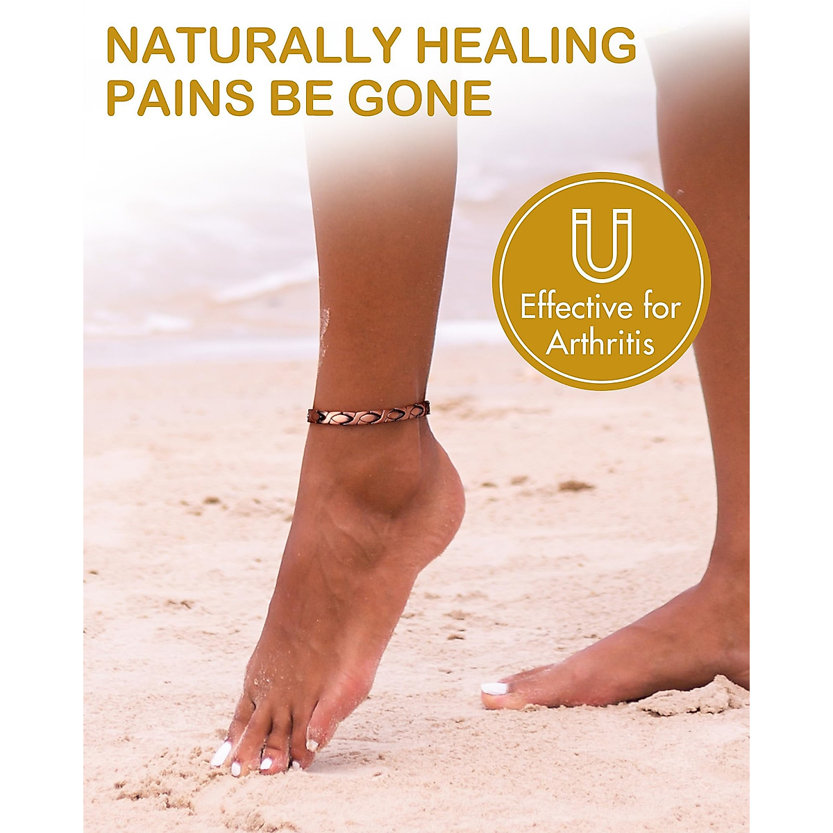 Feraco Magnetic Copper Anklets for Women Copper Ankle Bracelet for Women 99.99% Pure Copper with Magnets for Feet & Ankles (X Shape)