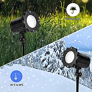 Christmas Projector Lights Outdoor, LED Christmas Snowflake Projector Lights Waterproof Snowflake Lights, Christmas Holiday Lights for Halloween Christmas New Year Party Decoration (Black)