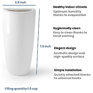 4 Pieces White Ceramic Radiator Hanging Humidifier Set，Controls Dry Air Moisture Humidity with Free Hanging S Hooks，Eco Friendly No Electricity Required, Easy to Clean (Ceramic White)