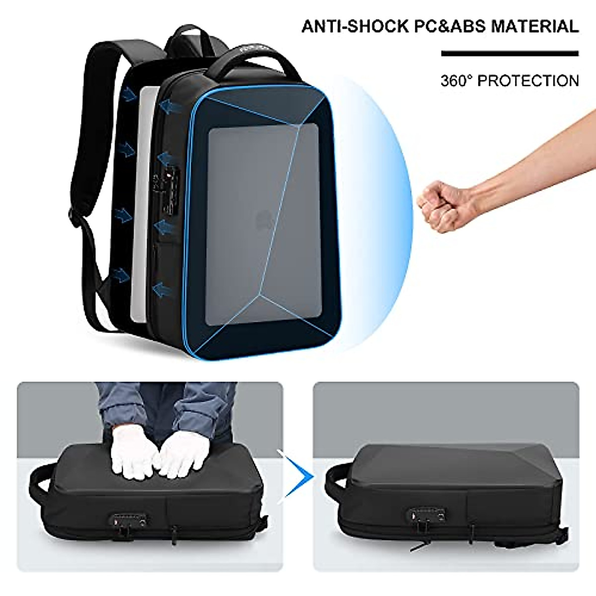 FENRUIEN 15.6-Inch Anti-Theft Backpack, Hard Shell Sling bag