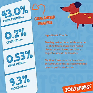 JollyBarks White Cow Ears for Dogs, Rawhide Free Dog Chews Long Lasting Dog Treats for Medium Dogs, Healthy Dog Treats for Large Dog | Cow Ear Dog Chew Treats All Natural Dog Treats Small Dogs (12 Pk)