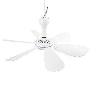 VizGiz Small USB Ceiling Fan DC 5V Hanging Fans for Power Bank Indoor Outdoor RV Bed Room Desk Boat Coop Travel Tent Canopy Cubicle Little Mini Portable 6 Detachable Blades Air Cooler Circulator