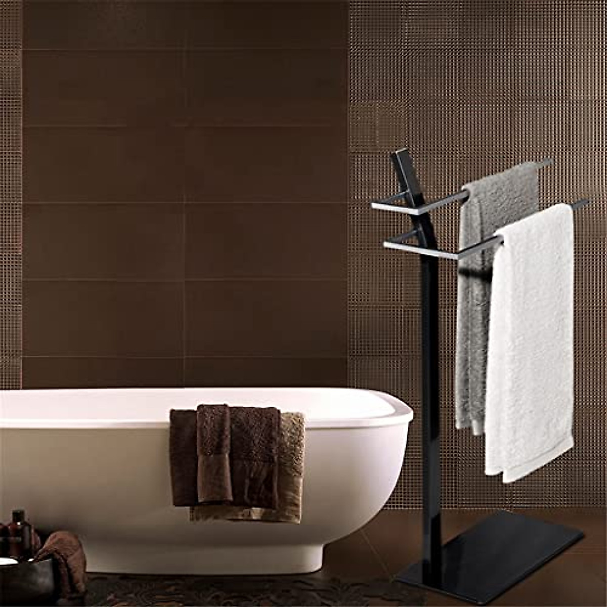N/A Stainless Steel Multifunctional Movable Bathroom Rack Towel Rack Floor-Standing Bath Towel Rack