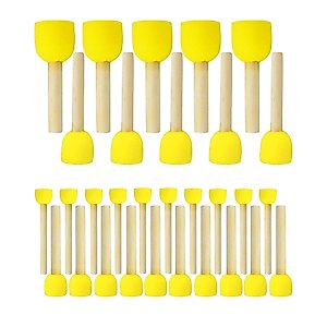 WAFJAMF 30 Pcs Assorted Size Round Sponges Brush Set 4 Sizes DIY Painting Tools- Yellow