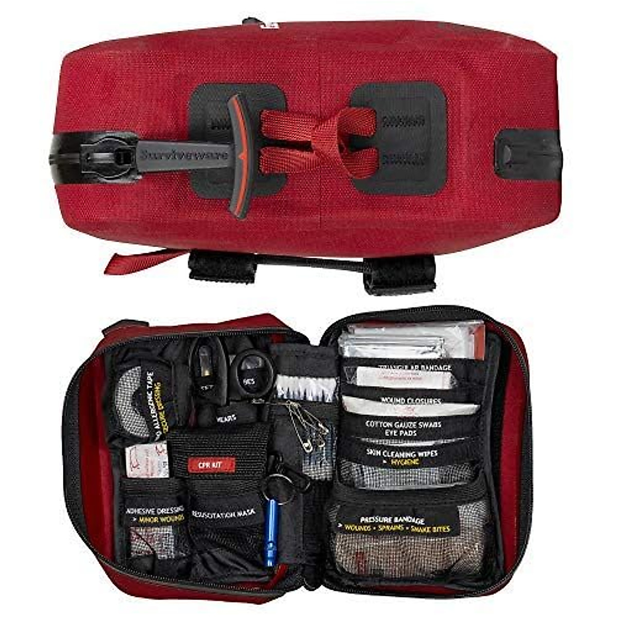 Surviveware Waterproof Premium First Aid Kit for Cars, Boats, Trucks, Hurricanes, Tropical Storms and Outdoor Emergencies - Small Kit - 100 Piece