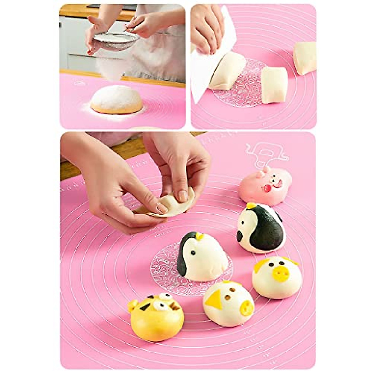 Silicone Baking Mat | Dough Rolling Measurement Mat, Large Size Non-Stick for Pastry, Fondant, Pizza, Pie, Cookie Roll Mat