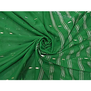 Peegli Indian Vintage Green Cloth Georgette DIY Fabric Traditional Dress Material Woven Textile