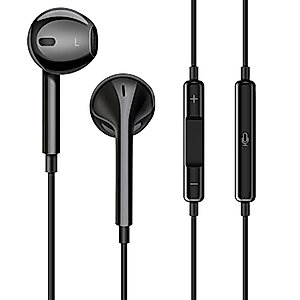 Coolden in-Ear Headphones for iPhone 14/13/12/11 Wired Earbuds with Microphone Volume Control Earpieces HiFi Stereo Headsets Compatible with iPhone 14 Pro/13 Pro/12/11/XR/XS/X/7/7 Plus/8/8Plus,Black