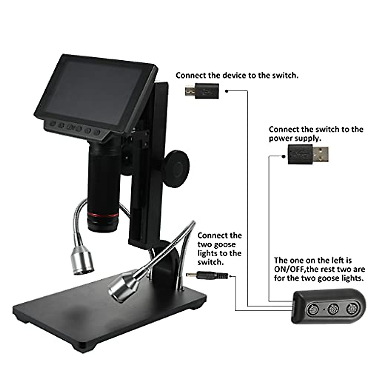LIRUXUN Industrial Maintenance Digital Microscopes Electronic Microscope Magnifier with Remote Control Tools