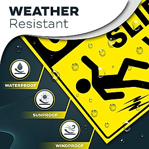 Caution Slippery When Wet Sign - 4 x 6 Wet Floor Signs 3 Pack - Wall Caution Stickers Wet Floor Sign - Wet Floor Signs Commercial