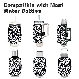 Grevosea Water Bottle Pouch, Tumbler Pouch for 18-40 Oz Water Cup Holder Pocket for Phone Card Keys Gym Cup Accessories for Women Men Running Walking Outdoor Adventure Water Bottle Handheld Caddy