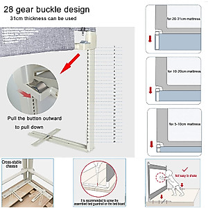 SYOO SINGYOO Bed Rails for Toddlers- New Upgraded Extra Long Bed Guardrail Full Size Baby Bedrail for Children Fit for Twin Queen & King Size Bed Mattress Cute Bear (one Side 39(L)*30(H)inch, Buck)