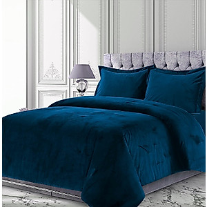 Luxurious Velvet Duvet Cover Turquoise Blue Oversized King Size 3 pcs Ultra Soft Plush Duvet Cover Set, Warm Cozy Flannel Breathable Solid Luxury Duvet Cover Zipper Closure Corner Tie