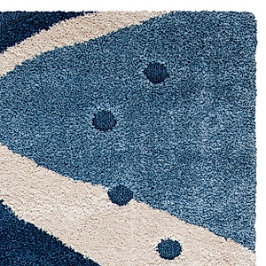SAFAVIEH Florida Shag Collection Area Rug - 6' x 9', Dark Blue & Ivory, Abstract Design, Non-Shedding & Easy Care, 1.2-inch Thick Ideal for High Traffic Areas in Living Room, Bedroom (SG473-6511)