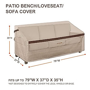 PATIOASIS Patio Loveseat Cover Waterproof 3 Seater Outdoor Deep Lounge Sofa Covers 79inch x 37inch x 35inch (L x W x H) Lawn Patio Furniture Covers with Air Vent Beige & Brown