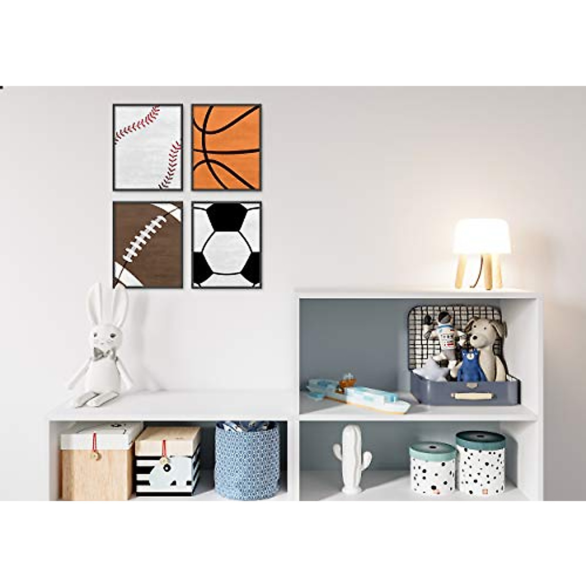 Brooke & Vine Sports Boys Room Nursery Wall Decor Art Prints Set (UNFRAMED 8x10 Card Stock) Basketball, Baseball, Soccer, Football, Kids Bathroom, Playroom, Classroom (Sports Balls)