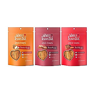 WholeHearted Grain Free Soft and Chewy Dog Stick Treats (Chicken & Beef & Bacon, 3-6 OZ)