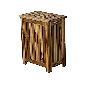 Decoteak H-004 Teak Solid Hamper, Brown