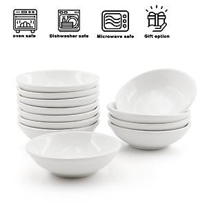 MARIWEI 12 Pack Soy Sauce Dish Ceramic Dipping Bowls Bulk, 1.2 Oz White Dipping Sauce Bowls/Dishes, Small Dipping Sauce Cups for Sushi Ketchup Olive Oil Appetizer
