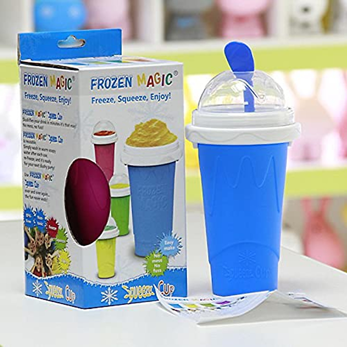Slushie Maker Cup, Slushy Maker Frozen Magic Squeeze Cup Cooling Maker Cup Freeze Mug Milkshake, Portable Squeeze Ice Cup for Everyone