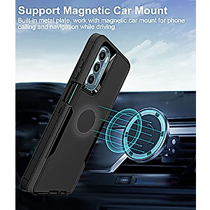 Dahkoiz for Motorola Moto G Stylus 5G (2022) Case with Screen Protector [Tempered Glass] and Dust-Proof Cap, Support Magnetic Car Mount, Full Body Silicone Rubber Cover Phone Case, Black