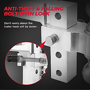 KEMIMOTO Adjustable Trailer Hitch, Fits 2 inch Receiver, 6 Inch Drop Hitch, Aluminum Tow Hitch Ball Mount, 2 and 2-5/16 inch Tow Balls/Double Pin Key Locks for Trucks Cars UTV ATV