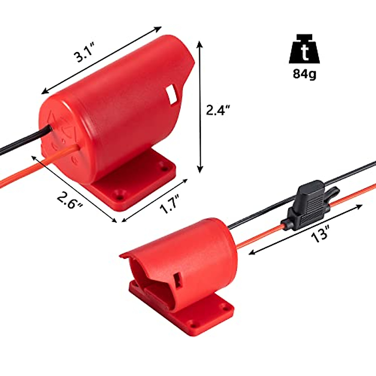 Power Wheel Adapter for Milwaukee M12 12V Battery with Fuse & Wire terminals, Power Connector 14 Gauge Robotic for Rc Car, Robotics, Rc Truck,DIY use, Work for Milwaukee M12 48-11-2420 48-11-2411