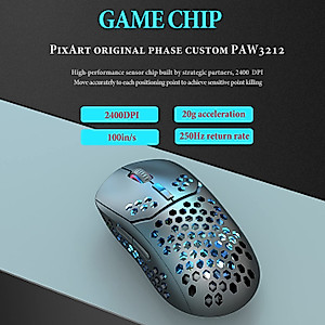 RGB Bluetooth Gaming Mouse Light Weight Silence Wireless Rechargeable Honeycomb Durable Computer Mice Comfortable with Side Button 7 Lights 3 DPI for Laptop Mac Windows Microsoft 2.4G+BT5.0