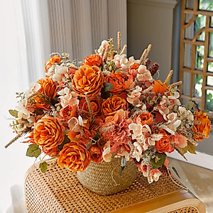 Thanksgiving Decorations - 2Pcs Artificial Fall Flowers, Fall Decor Flower Bouquet for Wedding Bouquets Autumn Decor Centerpieces Arrangements Faux Flowers Party Bridal Baby Shower Home Decorations