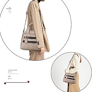 Angel Barcelo Women Fashion Handbag Soft Leather Handbags Multi-Compartments Cross Body Shoulder Bag Tote Purse (Pink)