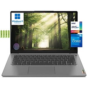 Lenovo IdeaPad 3 14" FHD Business Laptop Computer [Windows 11 Pro], Intel 4-core i7-1165G7, 12GB RAM 512GB PCIe SSD, Intel Iris Xe Graphics, Fingerprint Reader, Wi-Fi 6, Bluetooth 5.1, HDMI, w/Battery