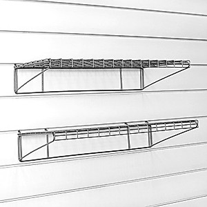 PROSLAT 13018 12-Inch x 24-Inch Ventilated Metal Shelf Designed for Proslat PVC Slatwall, 2-Pack, Silver