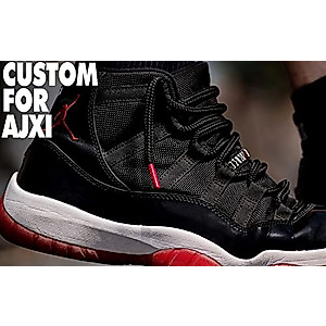 LitLaces - Premium Jordan 11 Replacement Shoe Laces Durable Woven Polyester Shoe Strings for Basketball and Athletic Sneakers (Black/Red, 55")