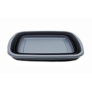 SAMMART 10L (2.6 Gallons) Collapsible Tub - Foldable Dish Tub - Portable Washing Basin - Space Saving Plastic Washtub (Dark Grey/Black, 1)