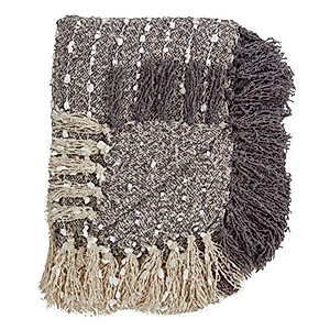 SARO LIFESTYLE Petite Pom Pom Design Tassel Trim Throw