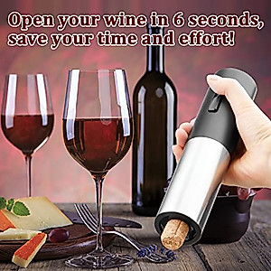 Electric Wine Opener Set, Rechargeable Electric Wine Bottle Openers, USB-charging Stainless Steel Wine Bottle Opener With Foil Cutter, One-click Button Automatic Wine Corkscrew Remover for Wine Lover