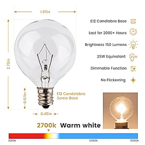 Smartdany Scentsy Light Bulbs for Warmer, 25 Watt Wax Warmer Bulbs with Dimmable, Fast Melting Wax, E12 Base G50/G16.5 Globe Bulbs for Full Size Wax Warmer Light Bulb Replacement (4)