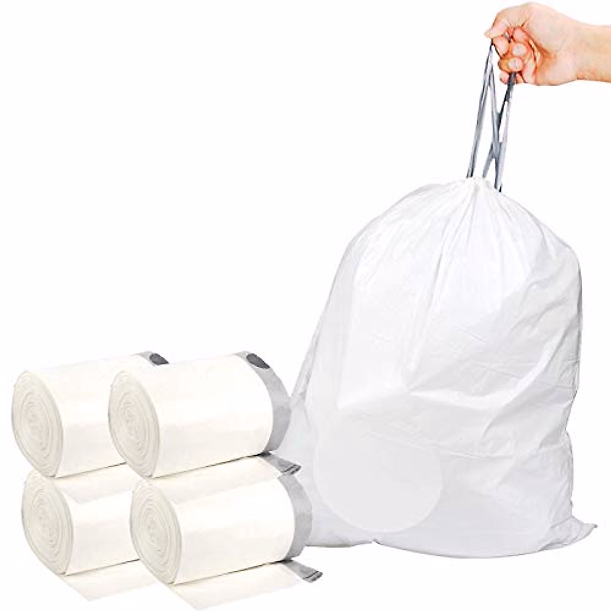 Code M 200 Count 12 Gallon 45 Liter Trash Bags Compatible with simplehuman Code M, White Drawstring Garbage Liners