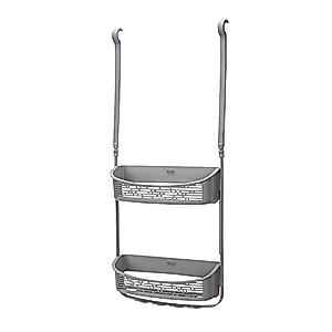 BLACK+DECKER 2-Way Convertible Hanging Anti-Swing Shower Caddy, 2 Way Adjustable Arm, Over The Door, Loofah & Razor Hooks, Storage & Organization, Large and Small Bottles and More, Grey