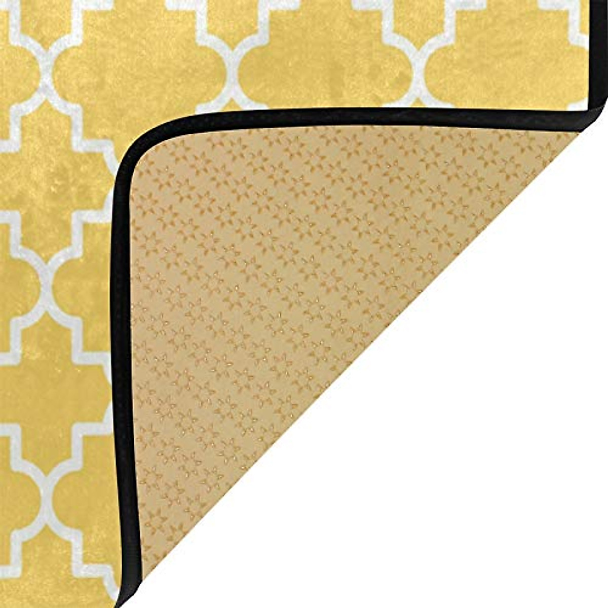 SUABO Kitchen Floor Mat, Yellow Geometric Lattice Non-Slip Doormat Kitchen Mats Bath Rugs for Home Decor, 39"x20"