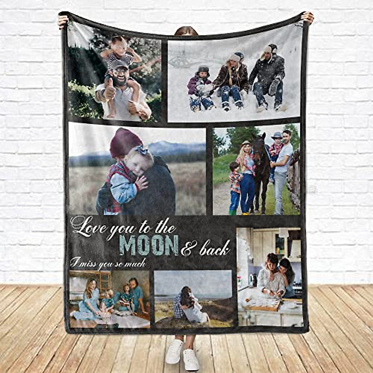 Launchigo Customized Photo Blanket - Collage Blanket with Text. Make Your Own Fleece Throw Blanket. Gift for Anniversary, Thanksgiving, Birthday & Christmas. (Photo Blanket 22, 50"X60")