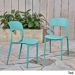 Christopher Knight Home Dean Outdoor Plastic Chairs (Set of 2), Teal