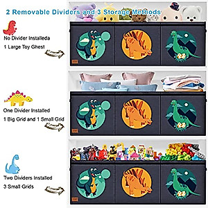 Toy Chest for Boys,Kids Toy Storage Bins,Toy Box for Boys,Collapsible toy organizers with Lid Handles,Removable Divider,Large Storage Containers for Playroom,Bedroom,Nursery,Dinosaur Pattern (black)