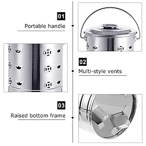 Yardwe Incinerator Can Stainless Steel Burn Barrel Incinerator Cage Barrel Fire Pit with Burning Tongs for Yard Home Outdoor