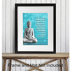 Buddha Decor - Zen Wall Art - Meditation Picture Print Home Decoration for Spa, Living Room, Yoga Studio, Bedroom - Inspirational New Age Quote Saying - Gift for Women, Buddhism Fan, Buddhist - 8x10