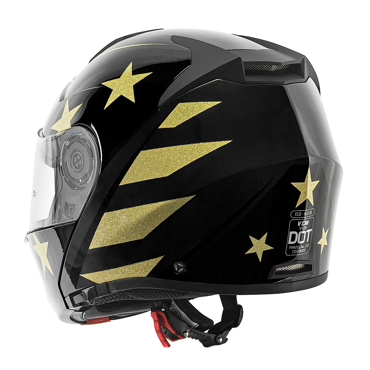 VCAN VX28 Full Face Modular Flip-Up Motorcycle Helmet ECE & DOT Approved, Coolmax Cheek Pad & OTG Ready