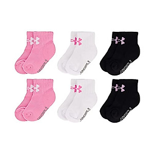 Under Armour girls Multi Pack Quarter Sock, Light Pink, 12-24 Months US