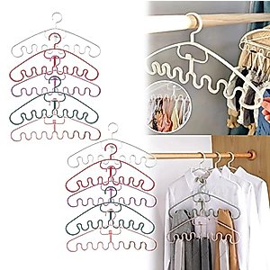 Wave Pattern Stackable Hangers 8 Slots, 5/10pcs Multifunctional Magic Wave Pattern Plastic Hangers, Smart Closet Organizer Hangers Space Saver for Tank Top Bra Hangers in Bulk (5,White)